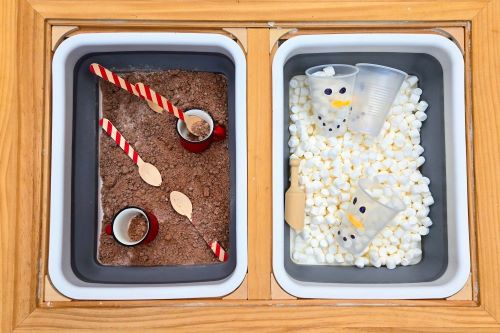 How to Make a Fun Winter Sensory Bin Using Mini Marshmallows